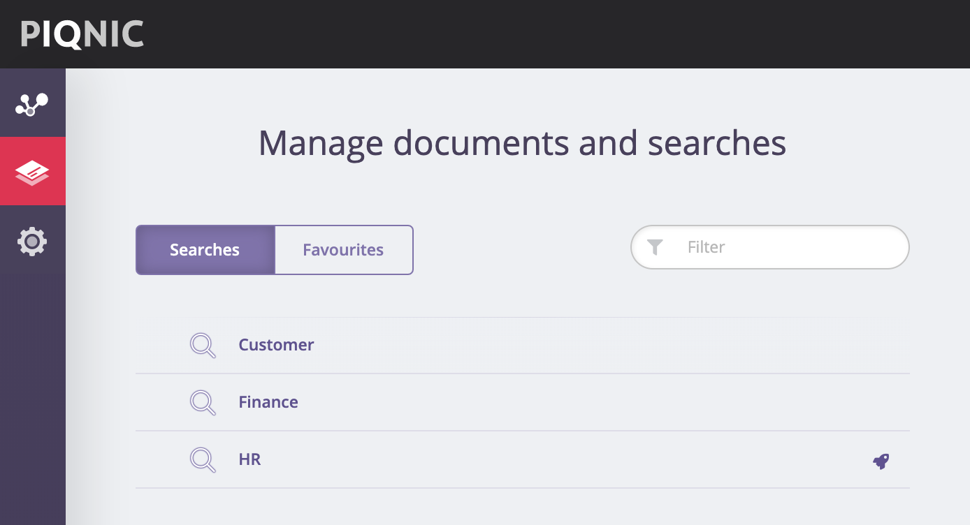 Searches tab – PIQNIC | Help Centre